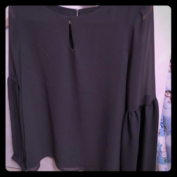 Express | Tops | Top Silk Gray With Flowy Sleeves | Poshmark